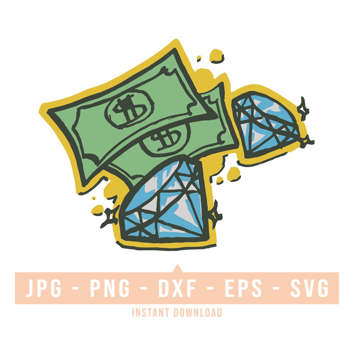 Diamond Money Grafitti Style SVG - VSCO, Aesthetic, Instagram Svg Image ...