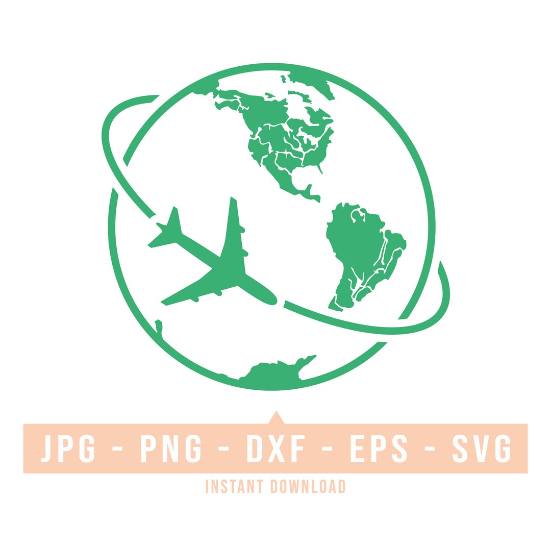 Planet With Plane SVG - Travel the World, Flying Plane, Green Earth Svg ...