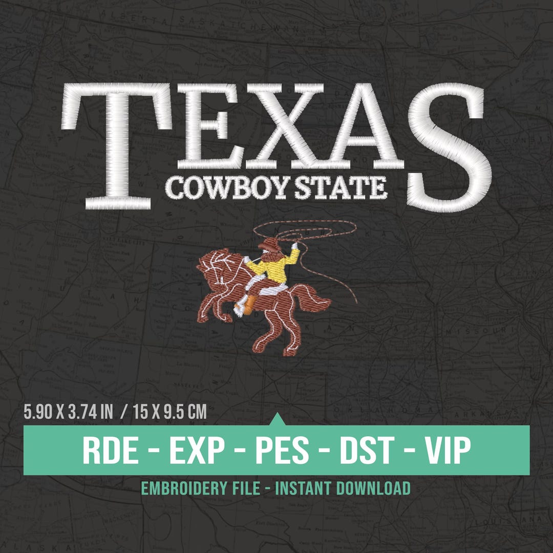 Texas Cowboy Machine Embroidery File, Rodeo, Wild West, Cowboy State ...