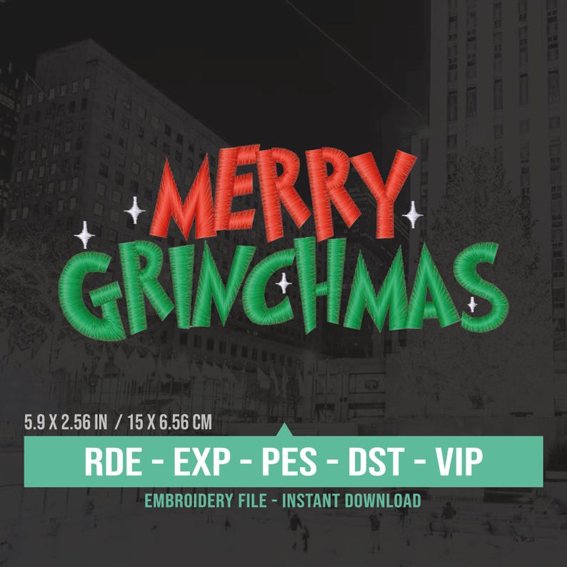 Merry Grinchmas Machine Embroidery File - Green Grinch Xmas, Christmas ...