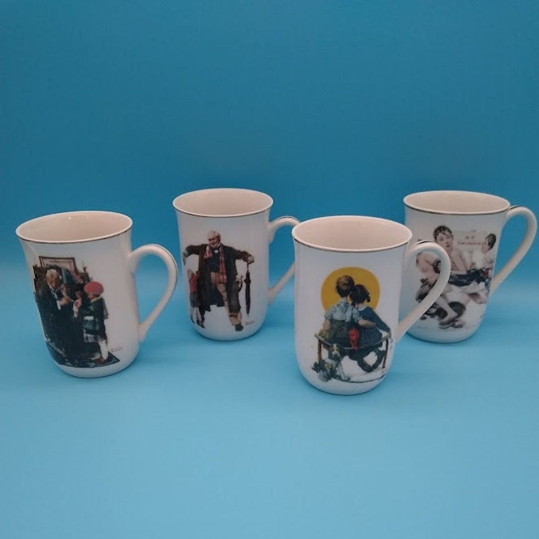 Norman Rockwell Coffee Cups set of 4 - Etsy