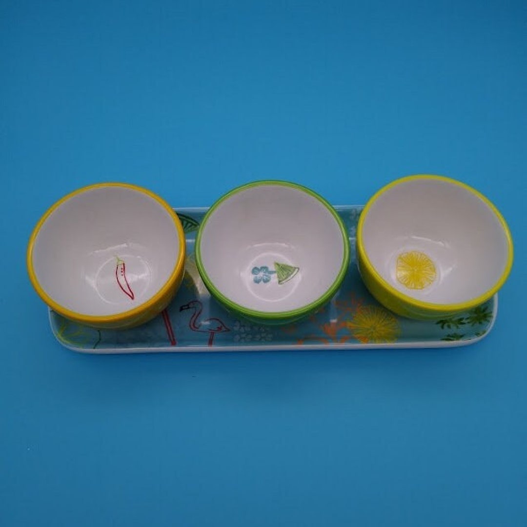 Boston International Home Ceramic Tray & Tidbit Bowl Set "fruit ...