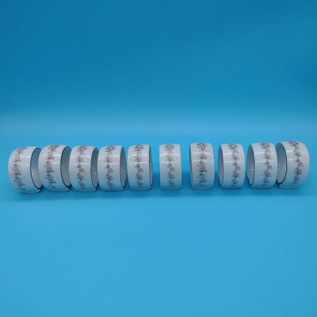 KS China, Footed Floral Napkin Rings - Etsy