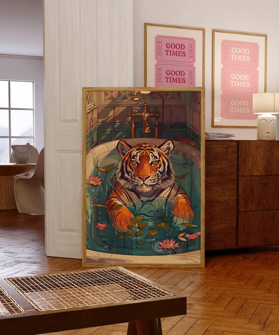 Maximalist Wall Art, Eclectic Wall Art, Colorful Poster, Tiger in a ...