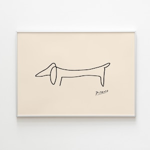 Picasso Dog Line, Lump Dog, Neutral Wall Art, Picasso Dachshund ...