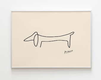 Dachshund Dog Poster Minimal Continuous Line Art Wall Art Pets Sausage ...