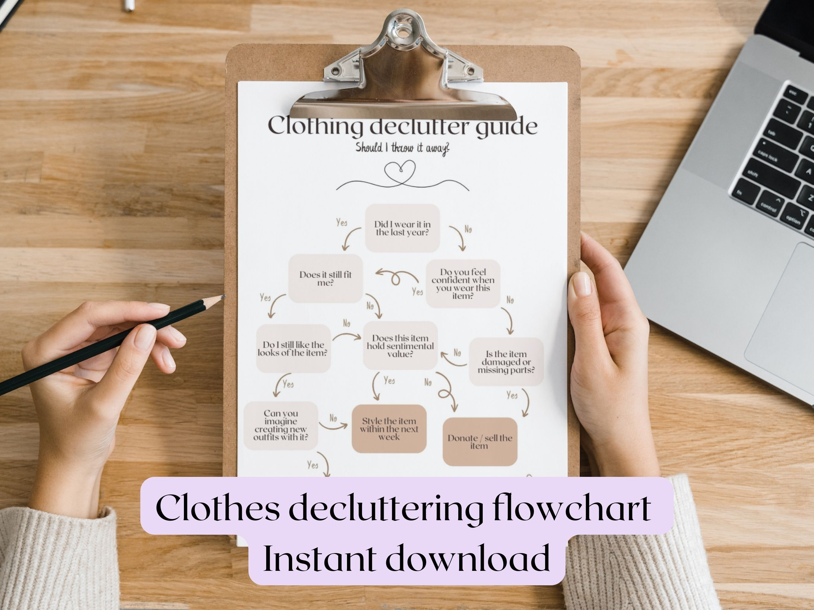 Clothing Declutter Guide | Declutter Planner | Decluttering Flowchart - Etsy
