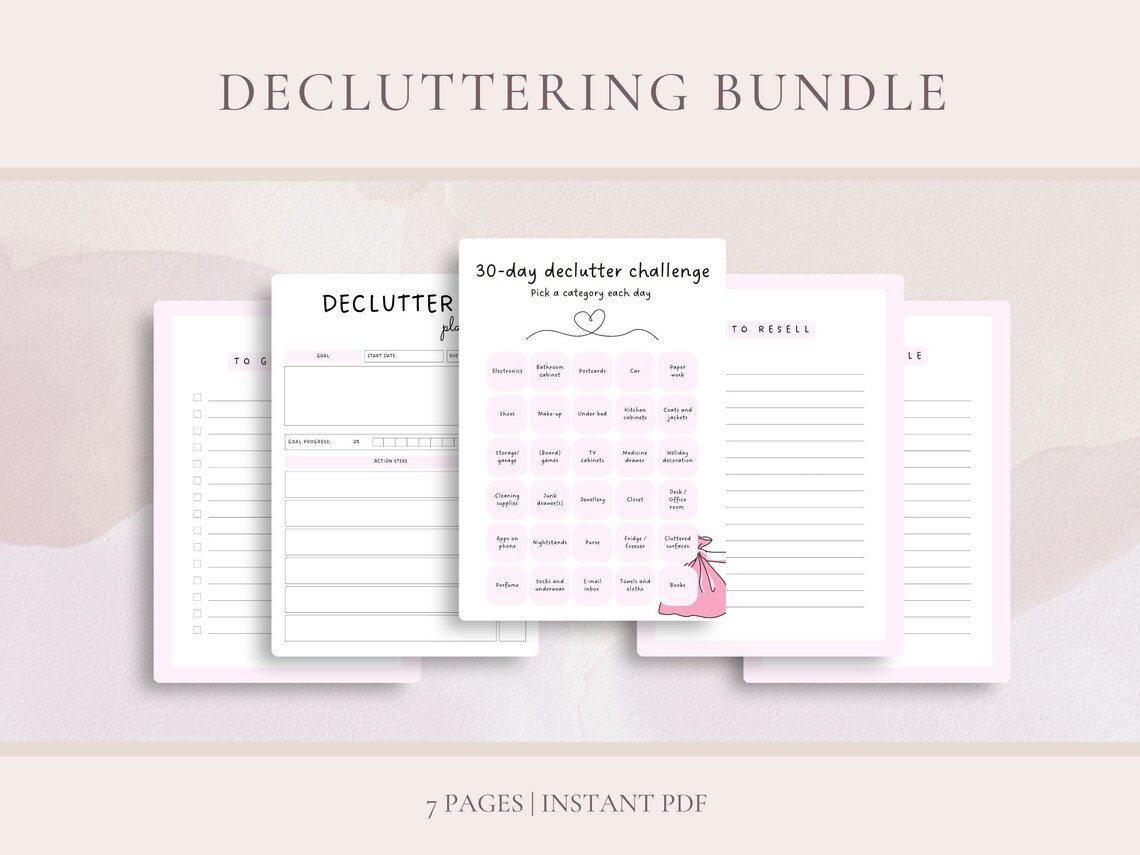 Printable Declutter Bundle for an Organized House Declutter Plan, 30 ...