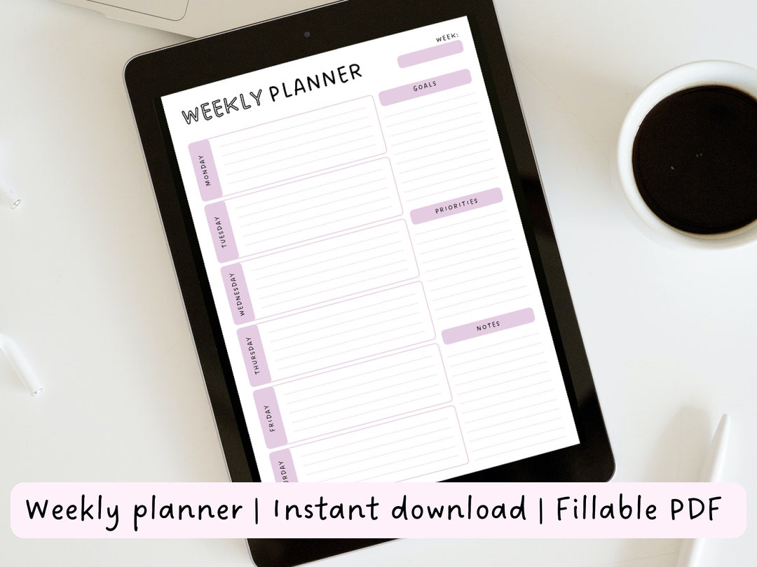 Pink Playful Weekly Planner Organize Your Weeks Back to School Instant ...