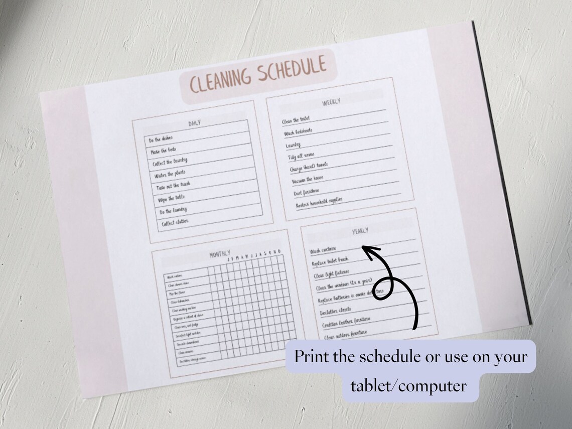 Editable Cleaning Checklist Cleaning Schedule Template Daily Weekly ...