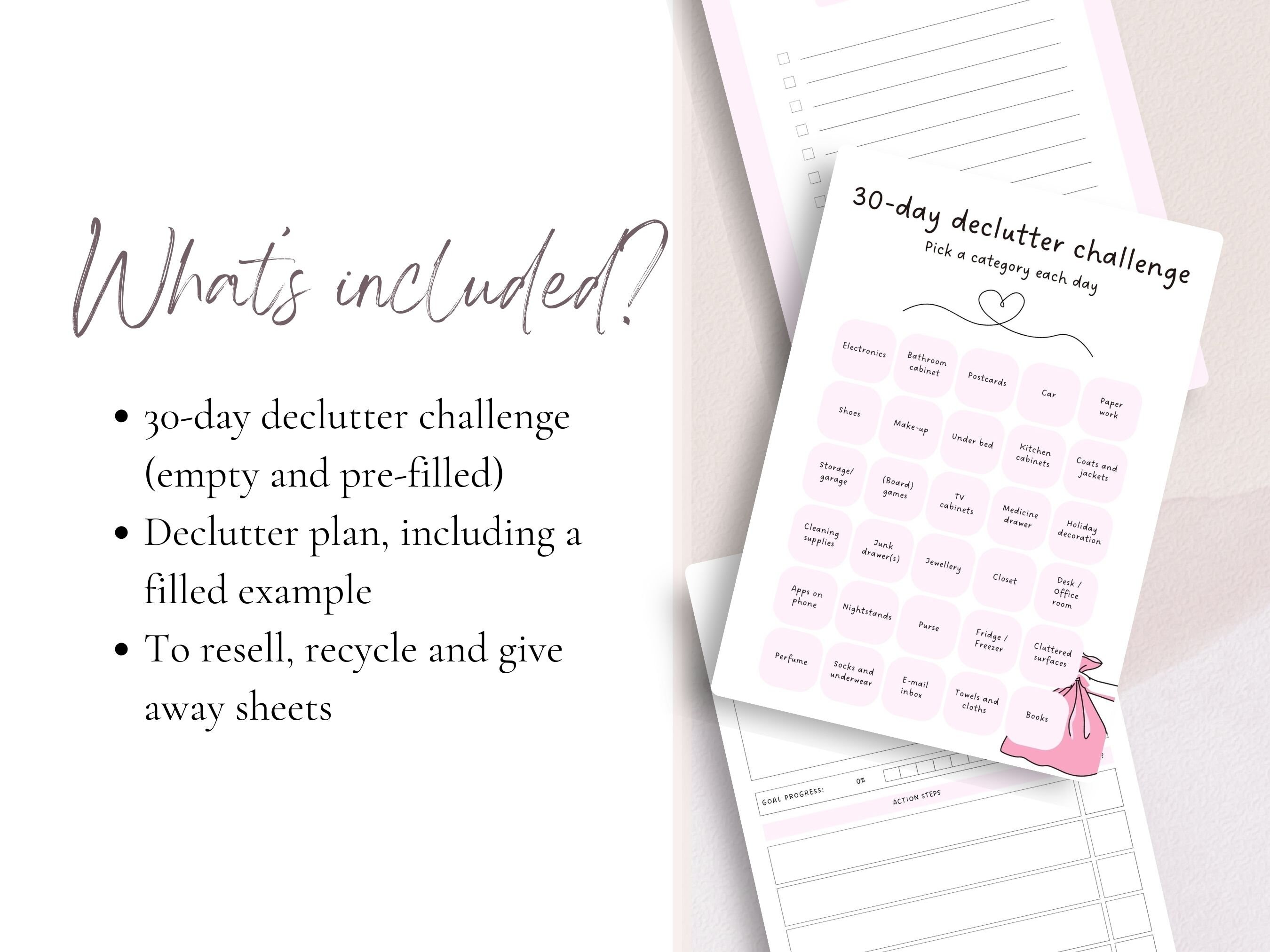 Printable Declutter Bundle for an Organized House Declutter Plan, 30 ...