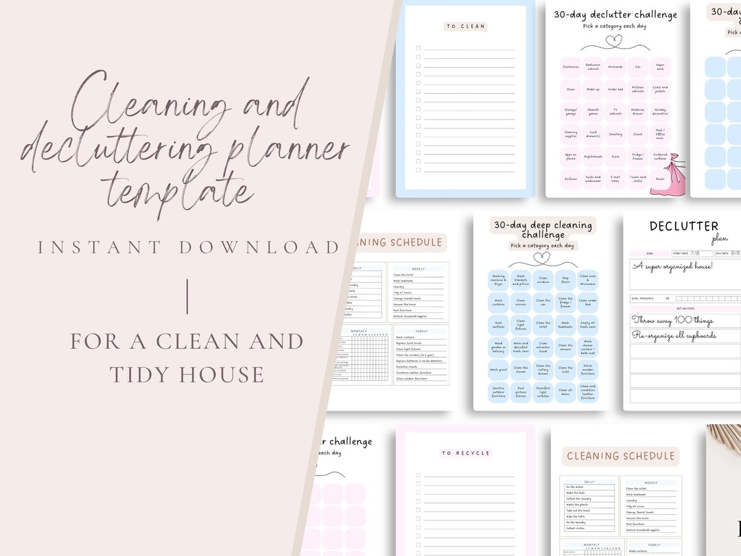 Cleaning and Declutter Bundle Template Organize Planner Clean and ...