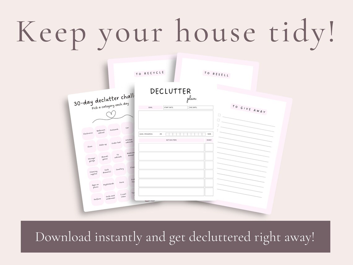 Printable Declutter Bundle for an Organized House Declutter Plan, 30 ...