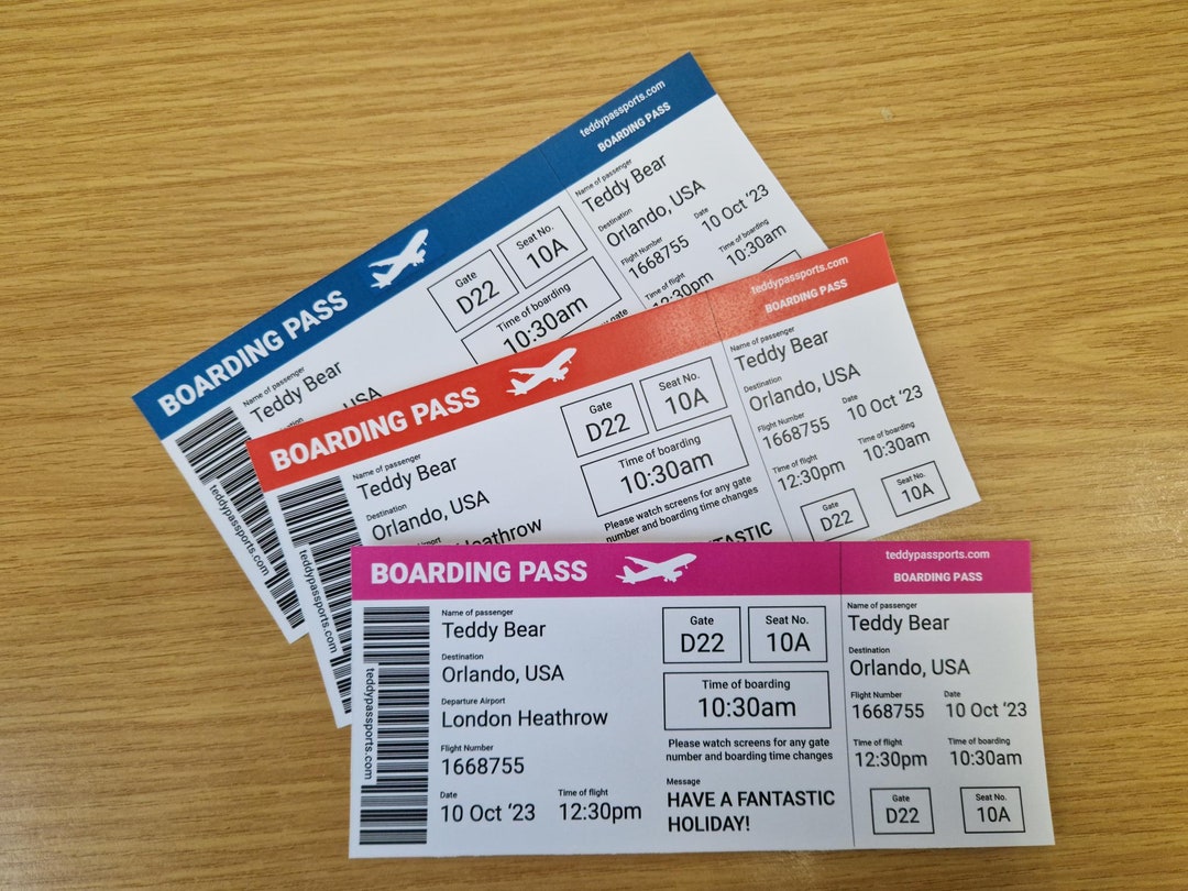 Personalised Board Passes, Teddy Bear Travel, Surprise Boarding Pass ...