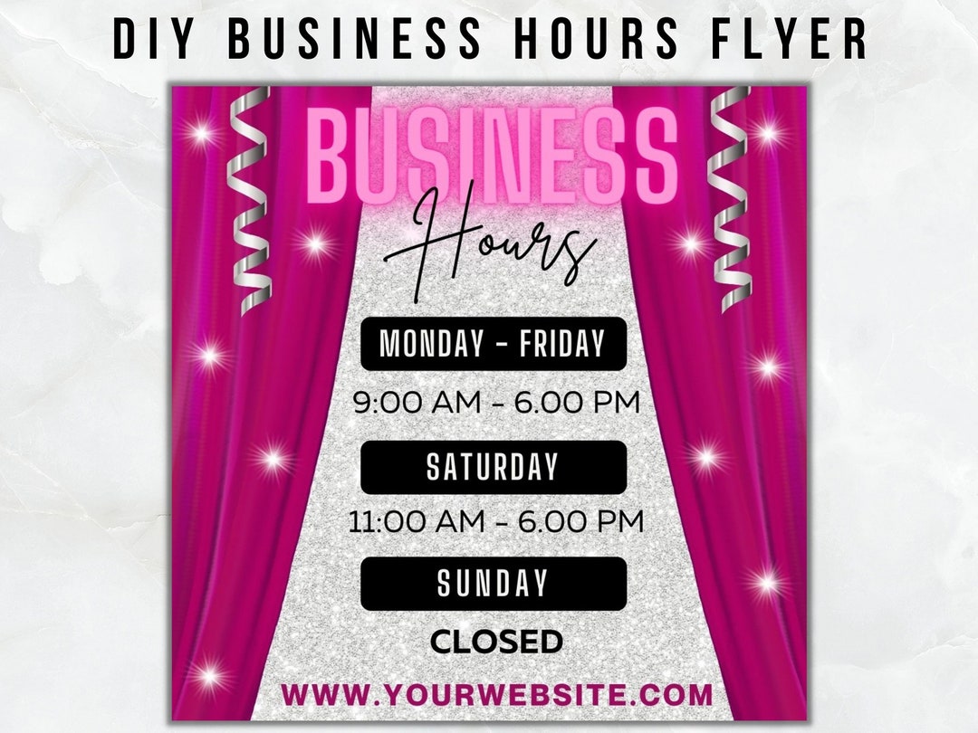 DIY Business Hours Flyer, Editable Open Hours Flyer, Social Media Flyer ...