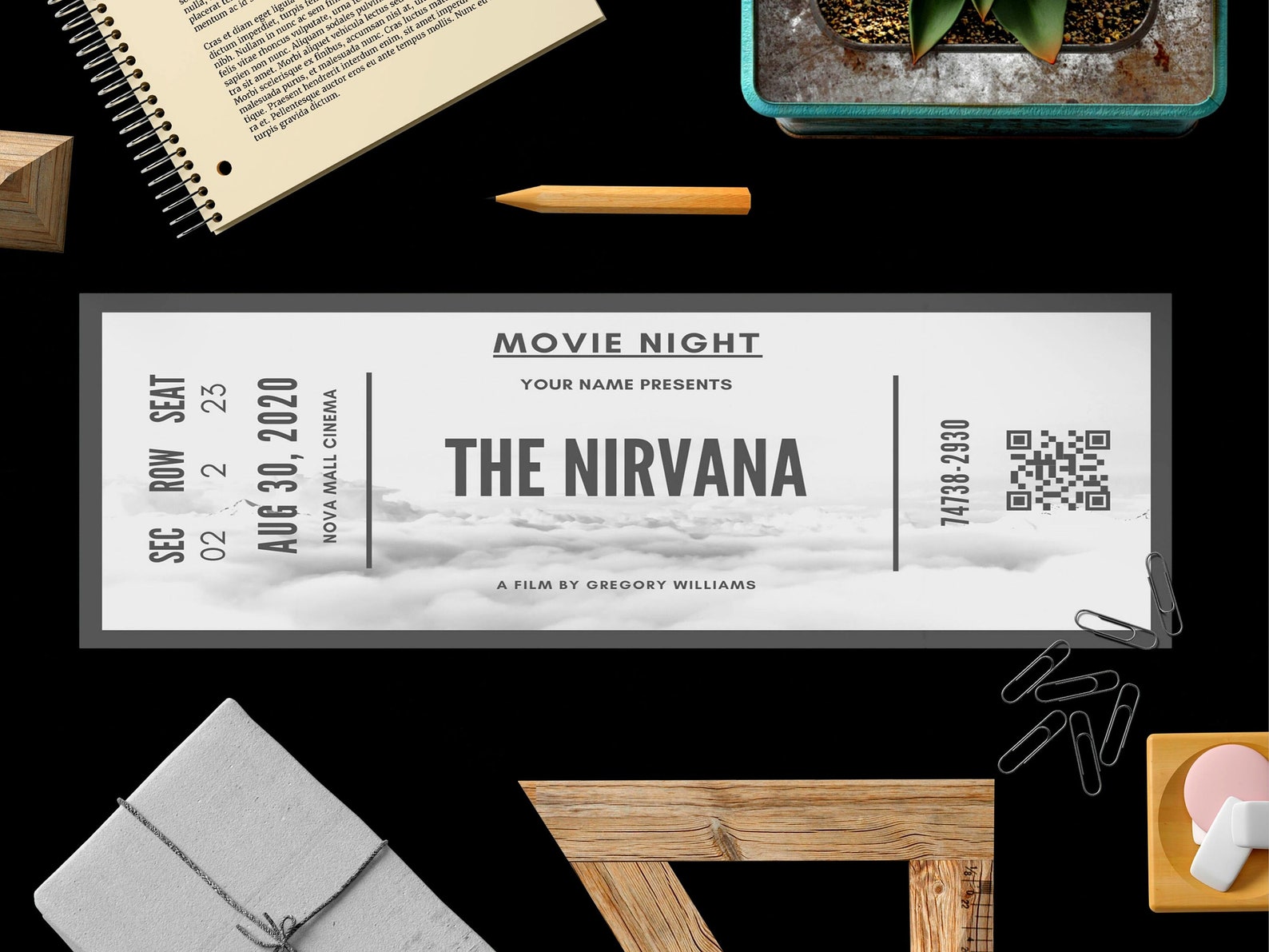 Movie Ticket Template, Cinema Invite, Suprise Invitation, Gift for ...