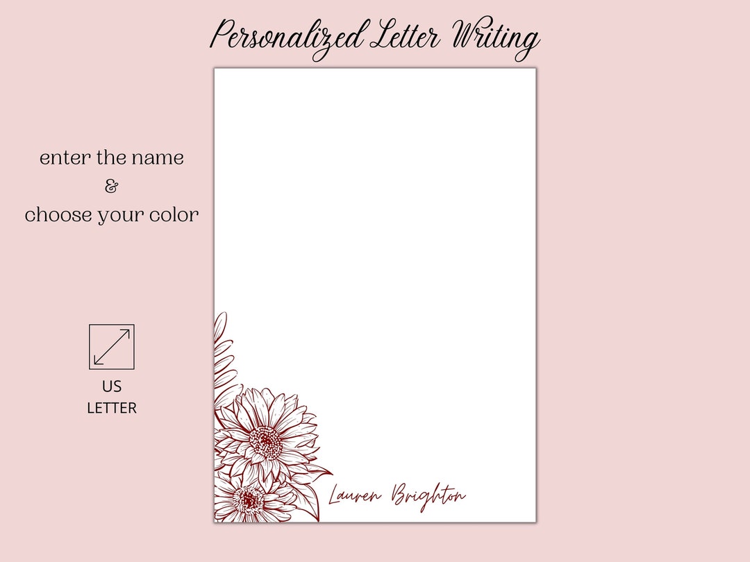 Daisy Letter Writing, Printable Personalized Letter - Etsy