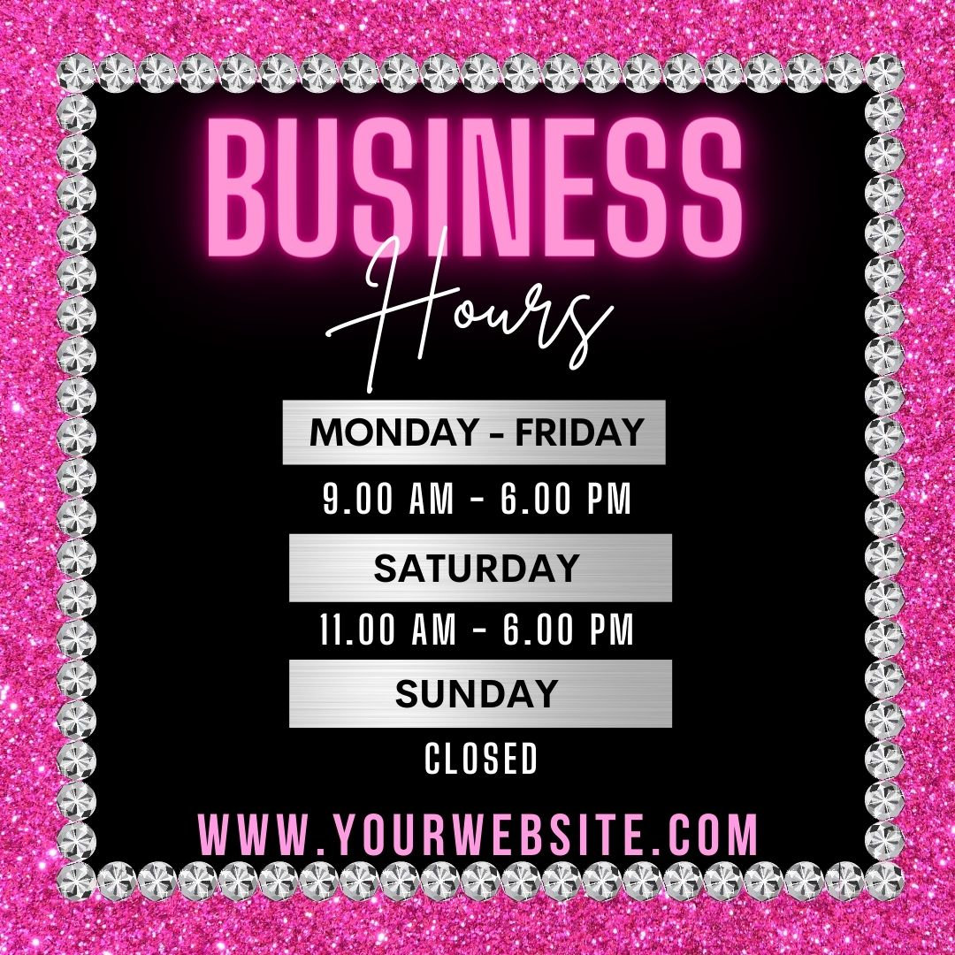 DIY Pink Business Hours Flyer, Editable Open Hours Flyer, Printable ...
