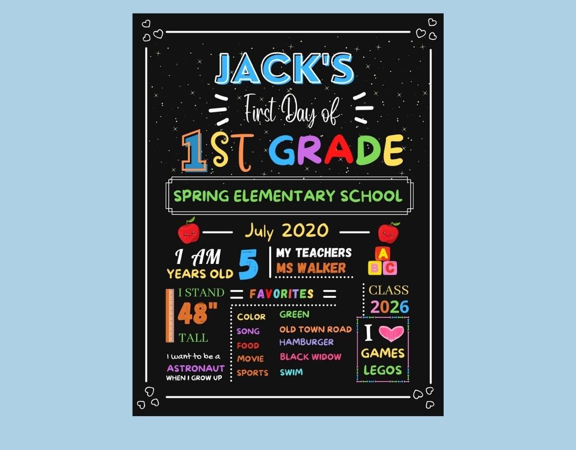 Editable First Day of School Sign, Chalkboard Back to School Sign, 1st ...