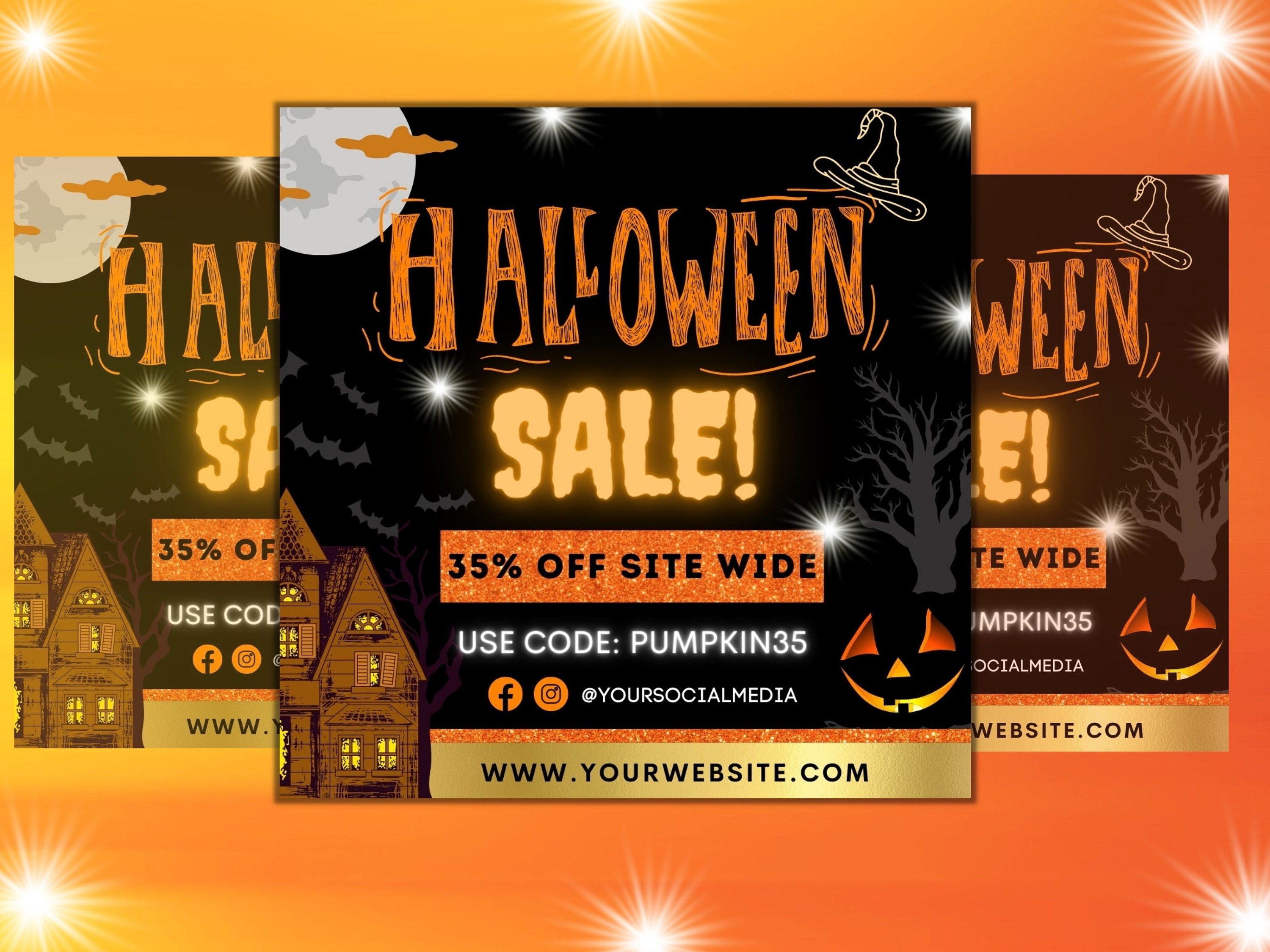 Halloween Sale Flyer, DIY Spooky Sale, Flash Sale Flyer, Pumpkin Post ...