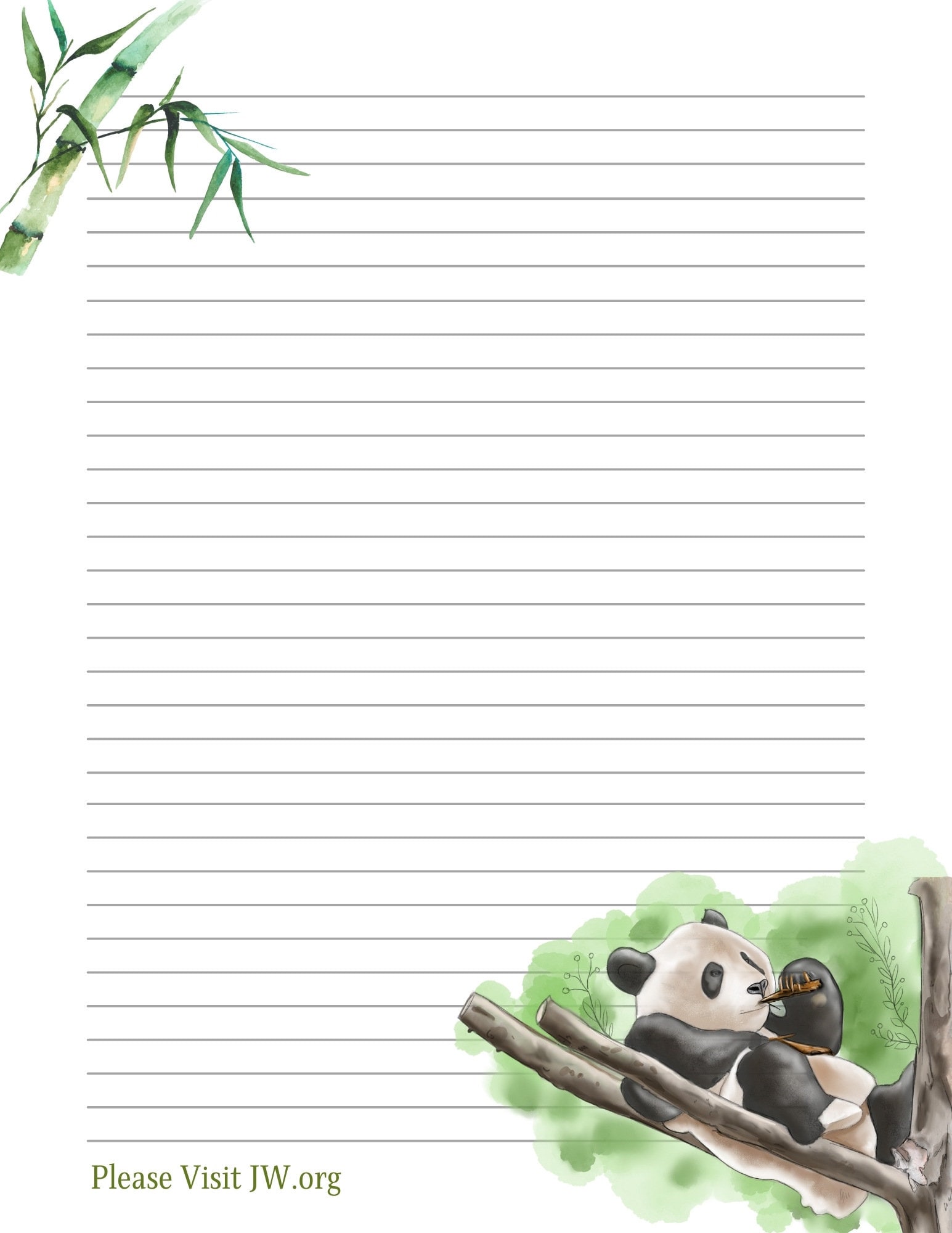 JW Letter Writing Paper, Panda Theme Digital Download - Etsy