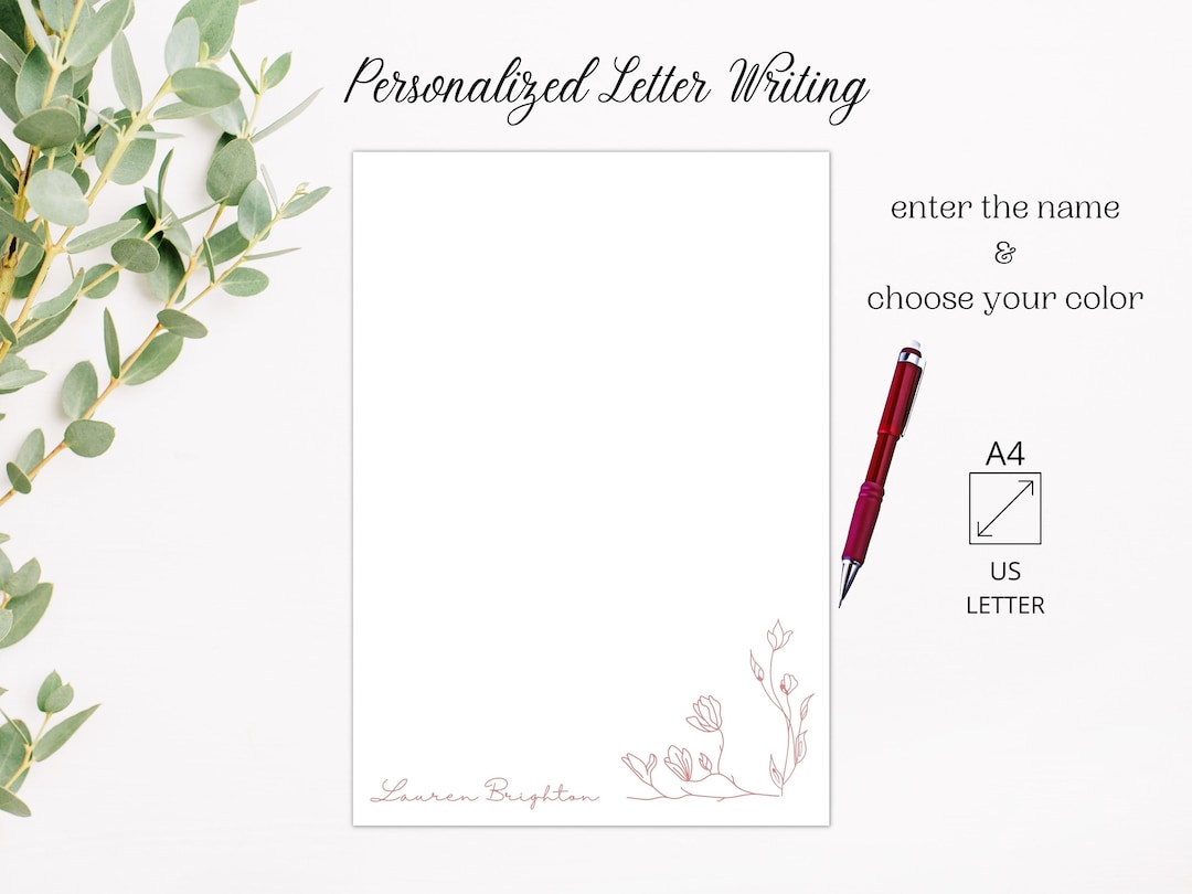 Printable Personalized Letter Writing, Custom Letter, Customized Gift ...