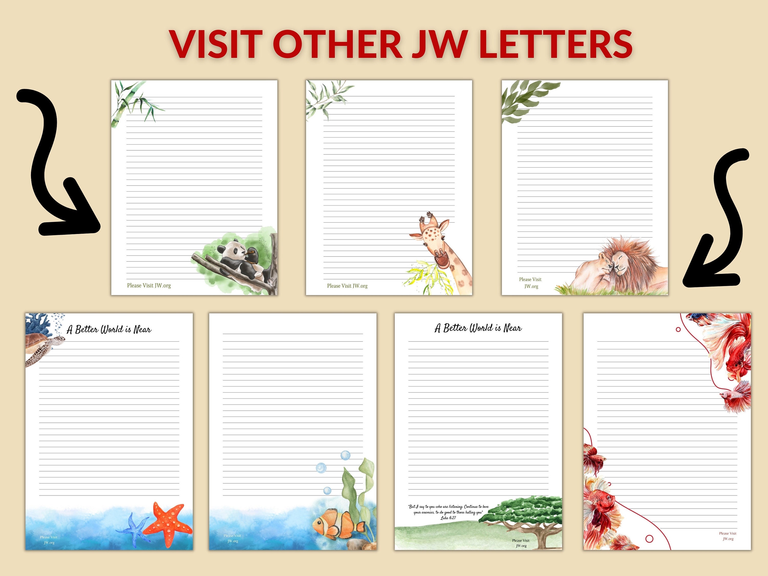 JW Letter Writing Paper, World Theme Digital Download - Etsy