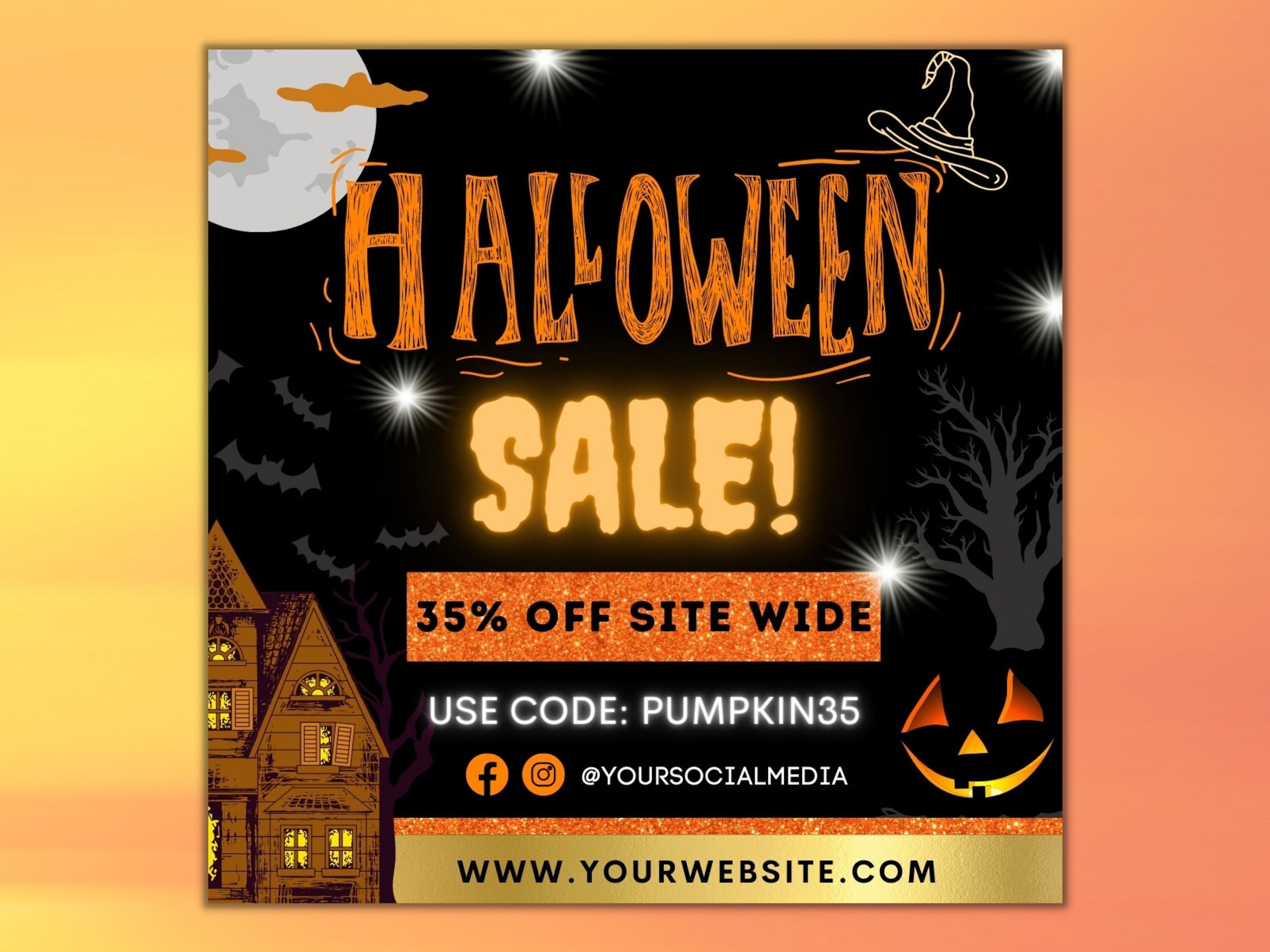 Halloween Sale Flyer, DIY Spooky Sale, Flash Sale Flyer, Pumpkin Post ...
