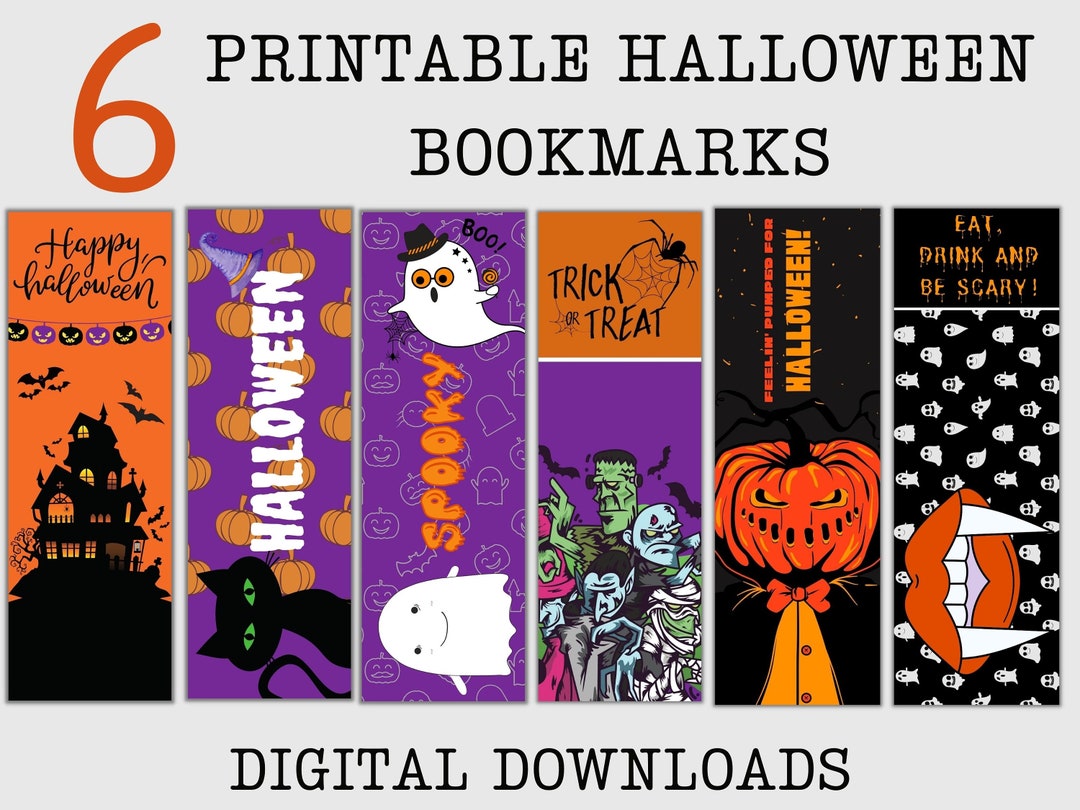Printable Halloween Bookmarks Set - Etsy