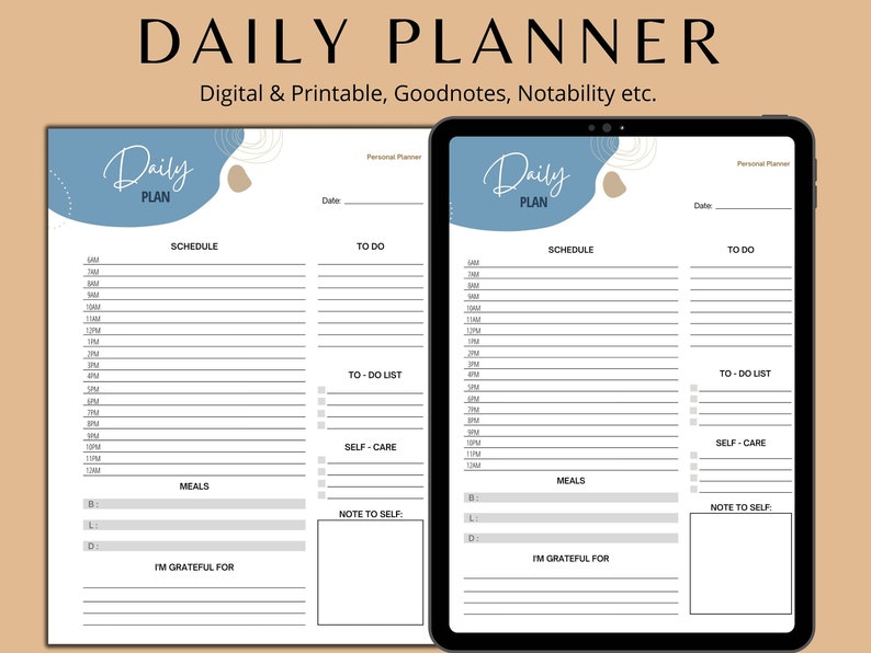 Daily Planner, to Do List Printable, Daily Schedule, Goodnotes Template ...