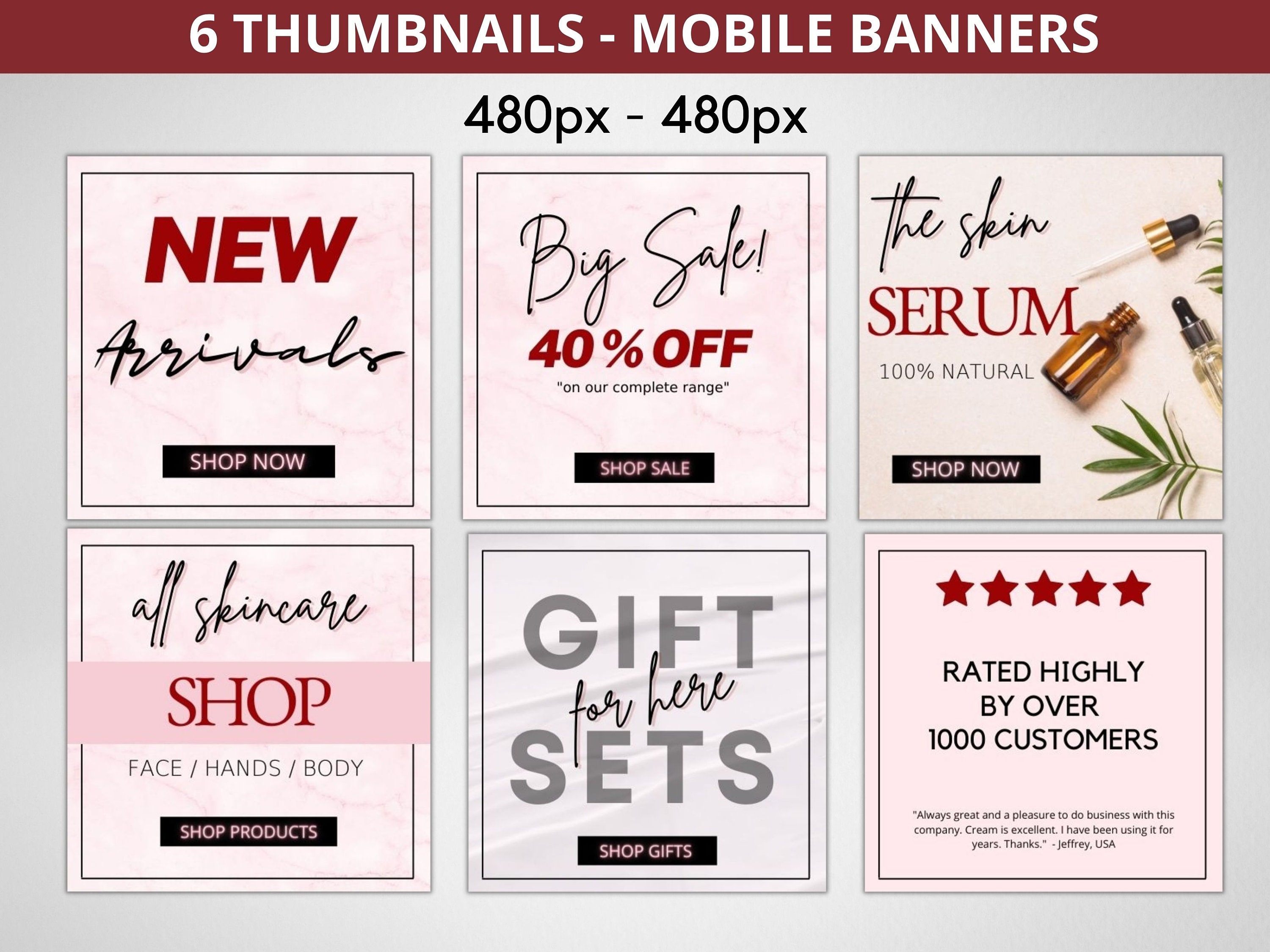 Shopify Theme Template Skincare Website Banner Premade - Etsy
