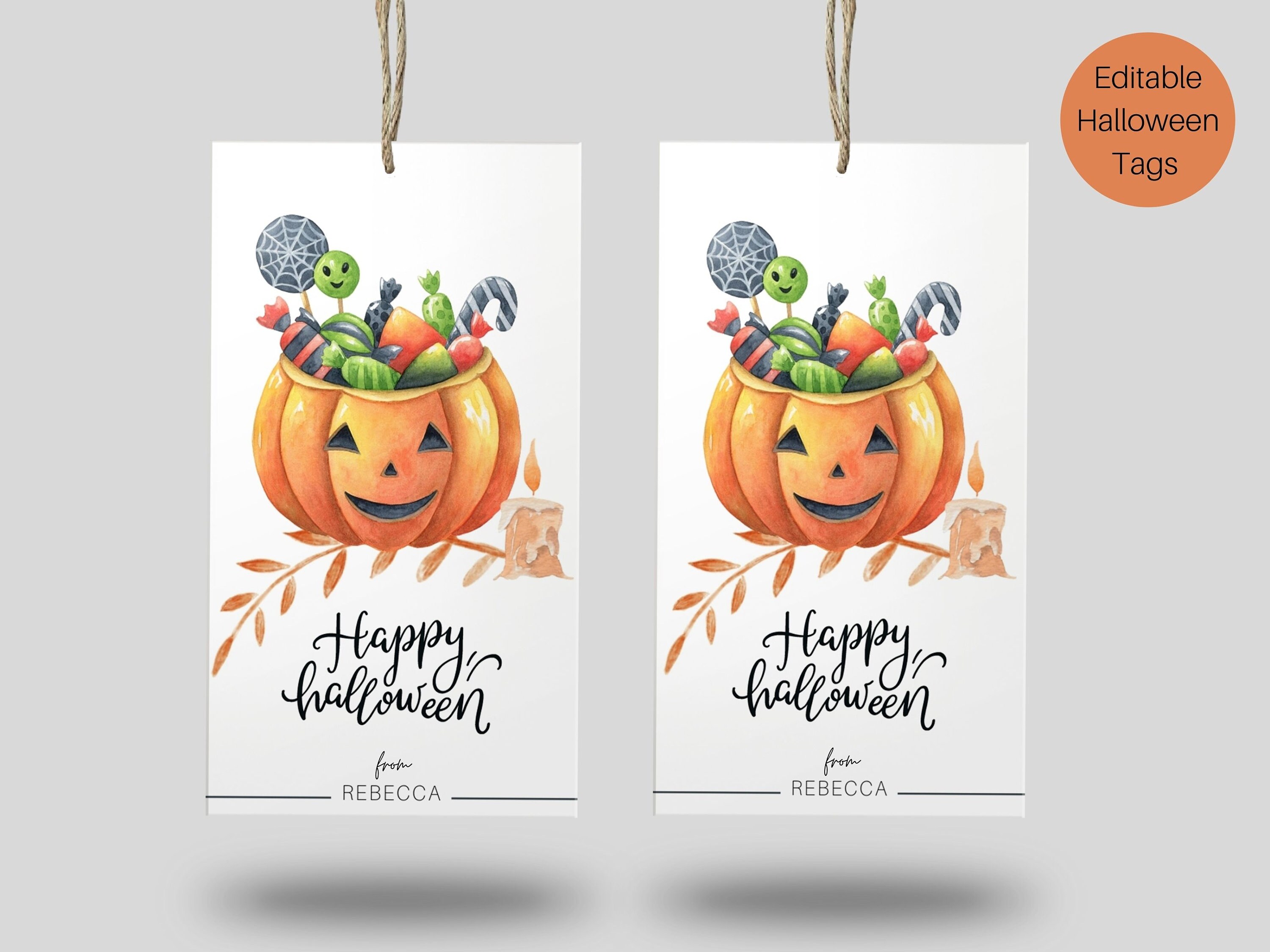 Editable Happy Halloween Tags Printable Halloween Treat - Etsy