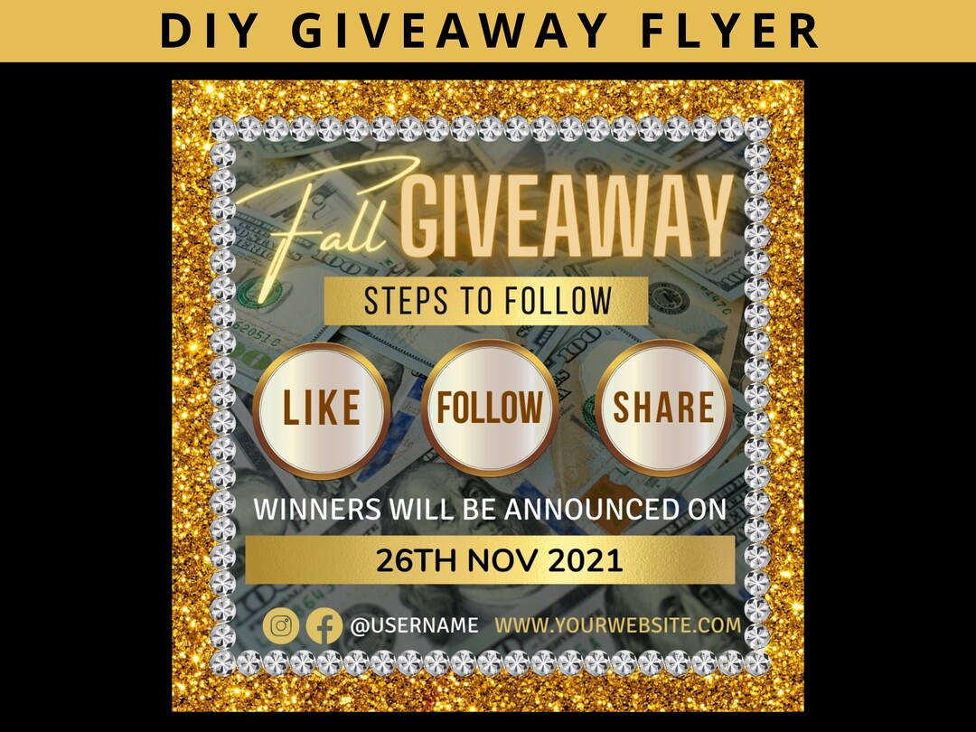 DIY Gold Giveaway Flyer, Fall Raffle Flyer, Business Flyer for Social ...
