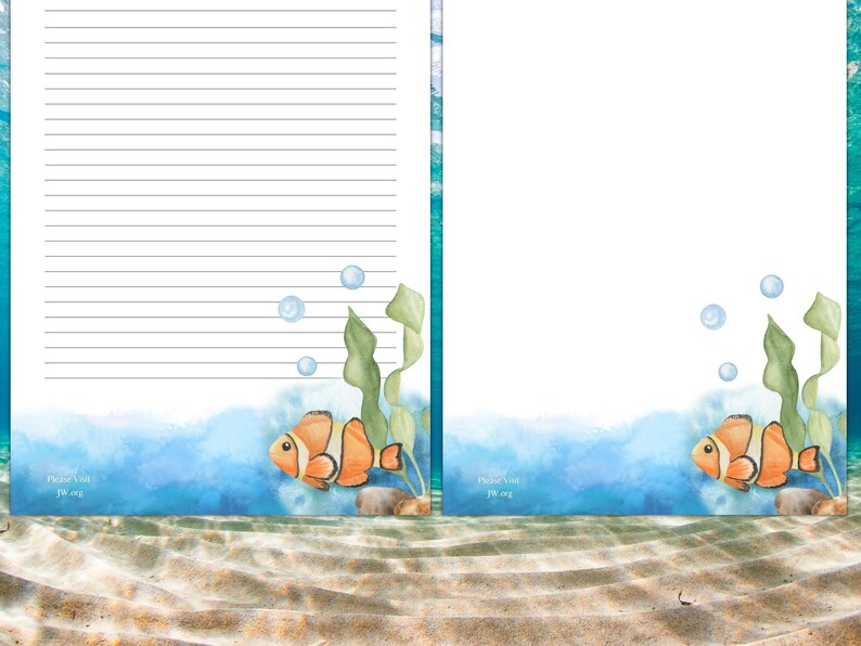 JW Letter Writing Paper, Sea Theme, Fish Stationery - Etsy