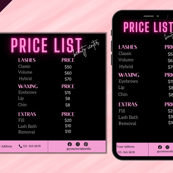 Lash Price List - Etsy