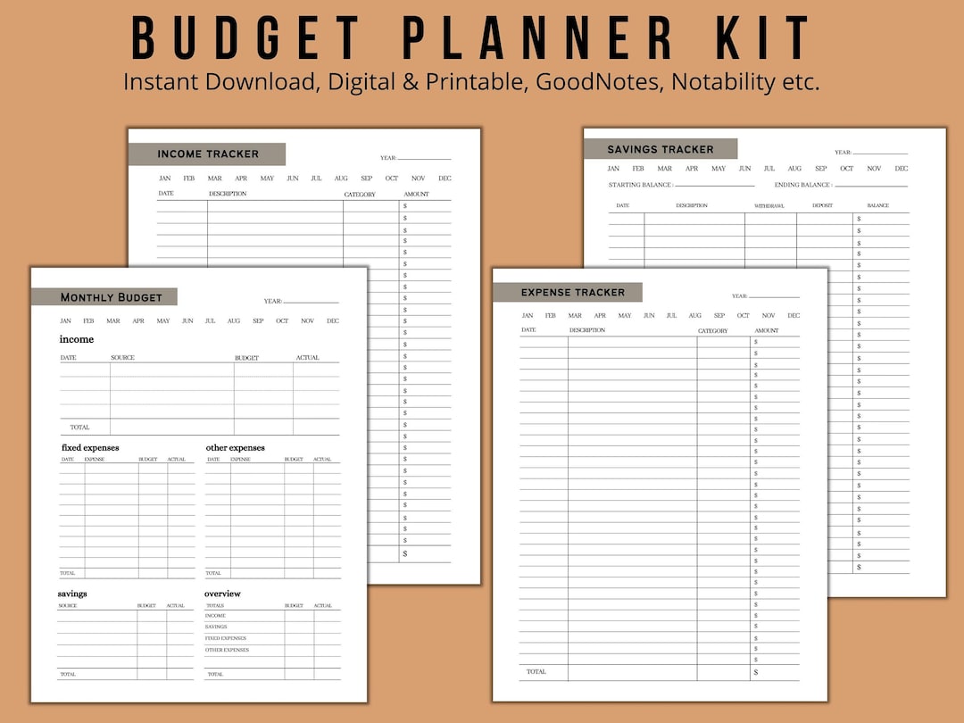 Monthly Budget Kit, Finance Planner, Expense Tracker, Income Tracker ...