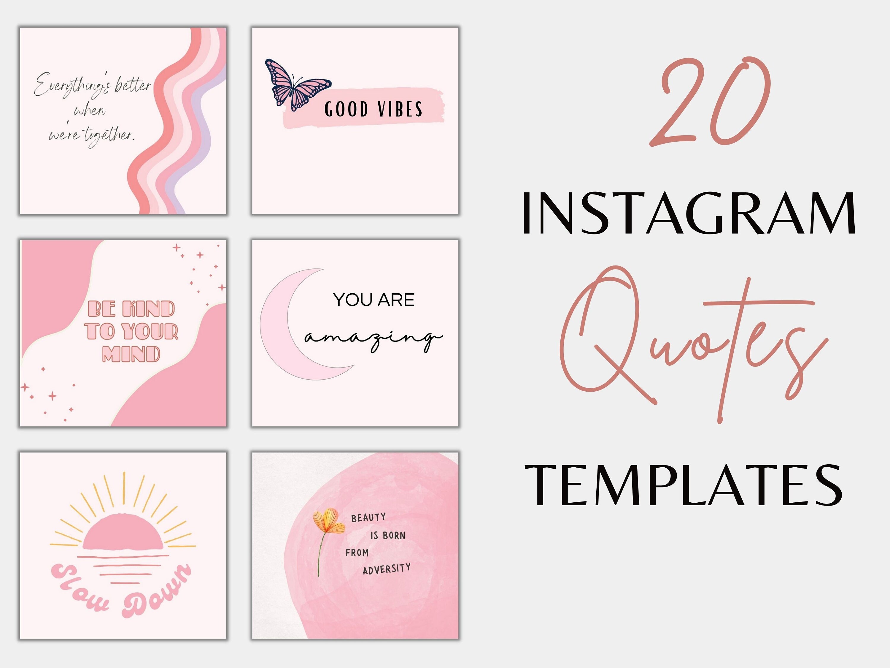Pink Instagram Quotes Templates, Motivational Post - Etsy