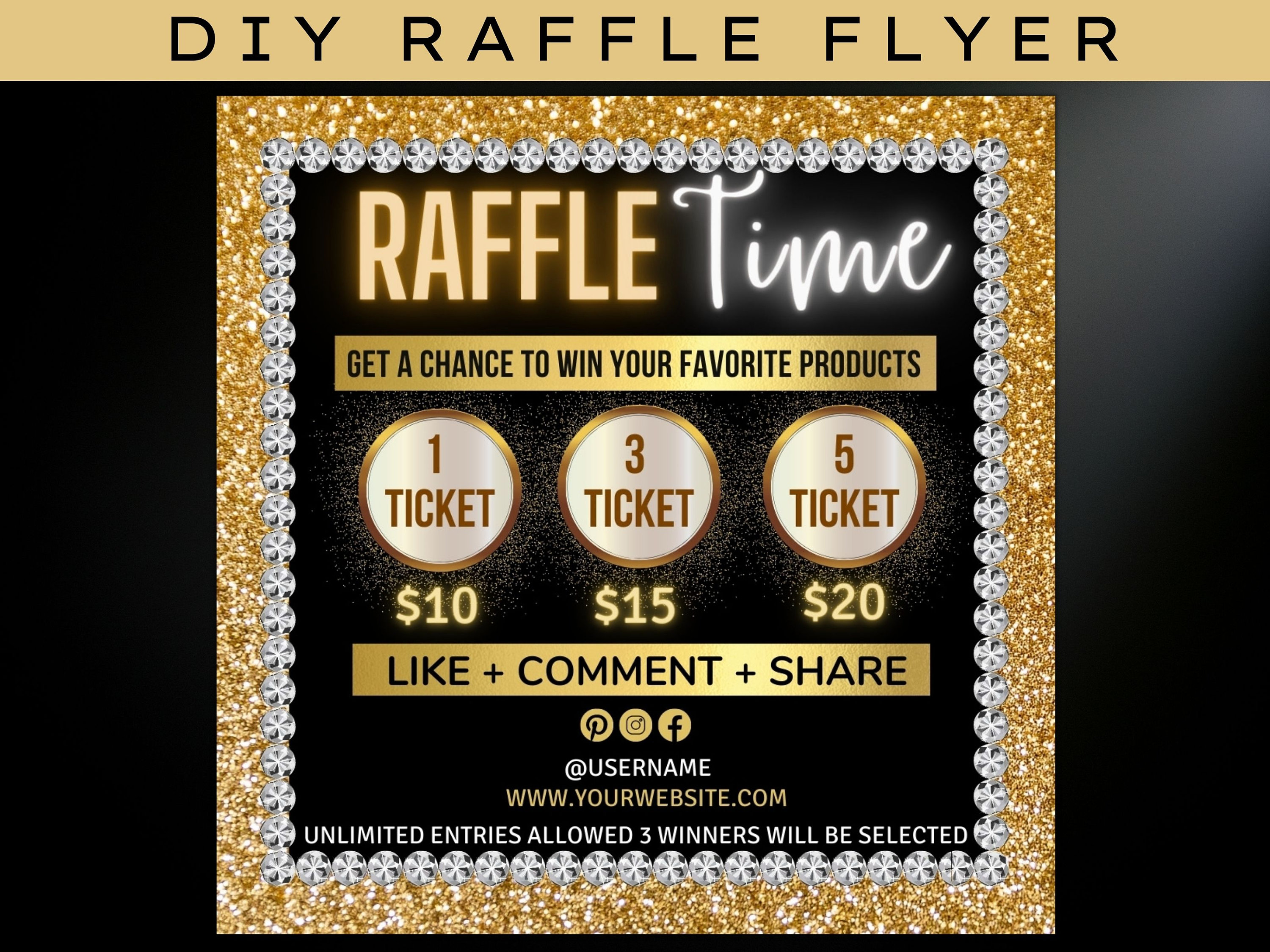 Gold Raffle Flyer, Instagram Giveaway Flyer, Contest Flyer, Lash Raffle ...