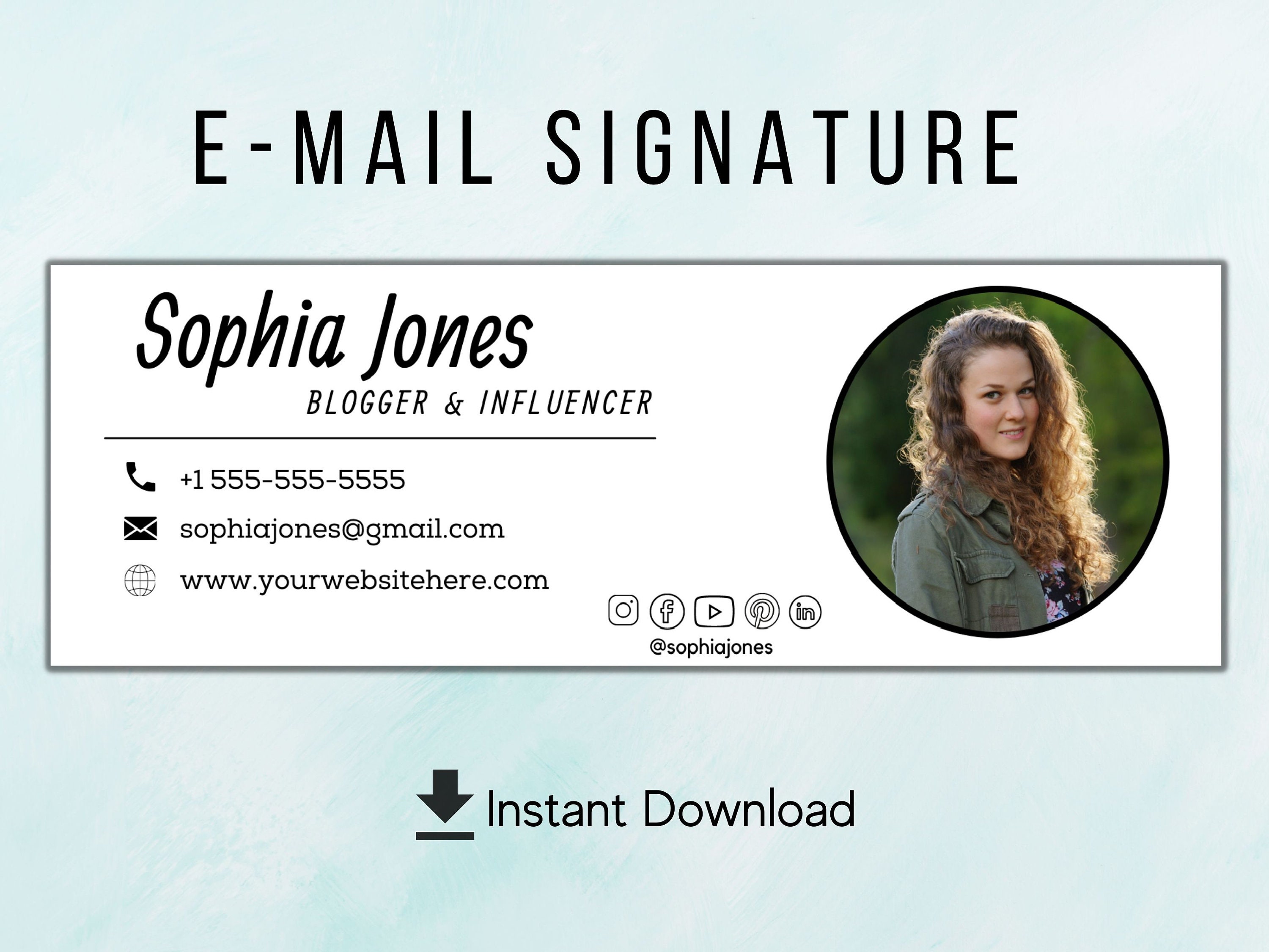 Professional Email Signature Template for Blogger, Custom Electronic ...