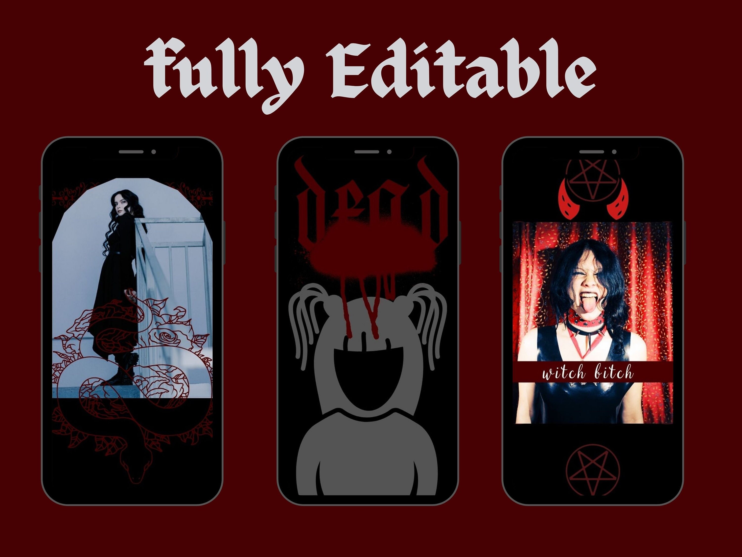 Gothic Aesthetic Instagram Post, Witch Instagram Template, Black Theme ...