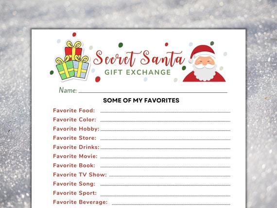 Secret Santa Gift Exchange Form