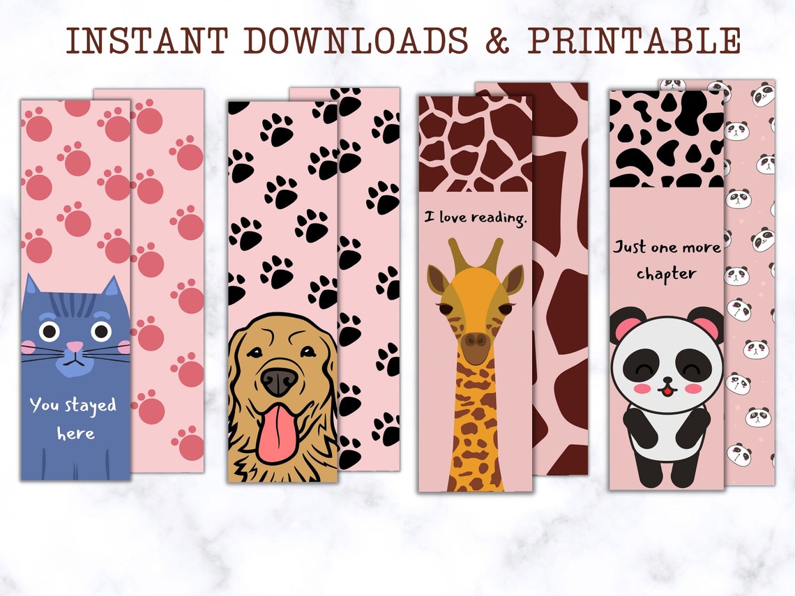 Printable Animals Bookmarks Template, Kids Bookmarks, Gift for ...