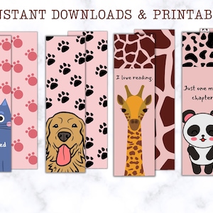 Printable Animals Bookmarks Template, Kids Bookmarks, Gift for ...