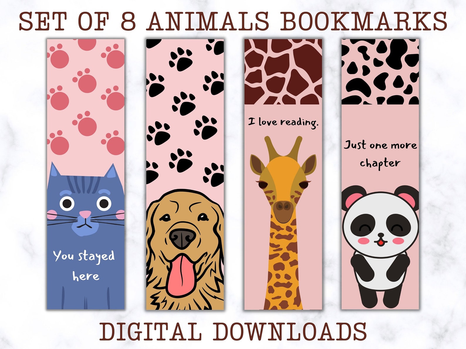 Printable Animals Bookmarks Template, Kids Bookmarks, Gift for ...