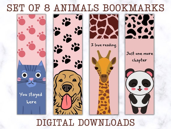 Printable Animals Bookmarks Template Kids Bookmarks Gift for - Etsy