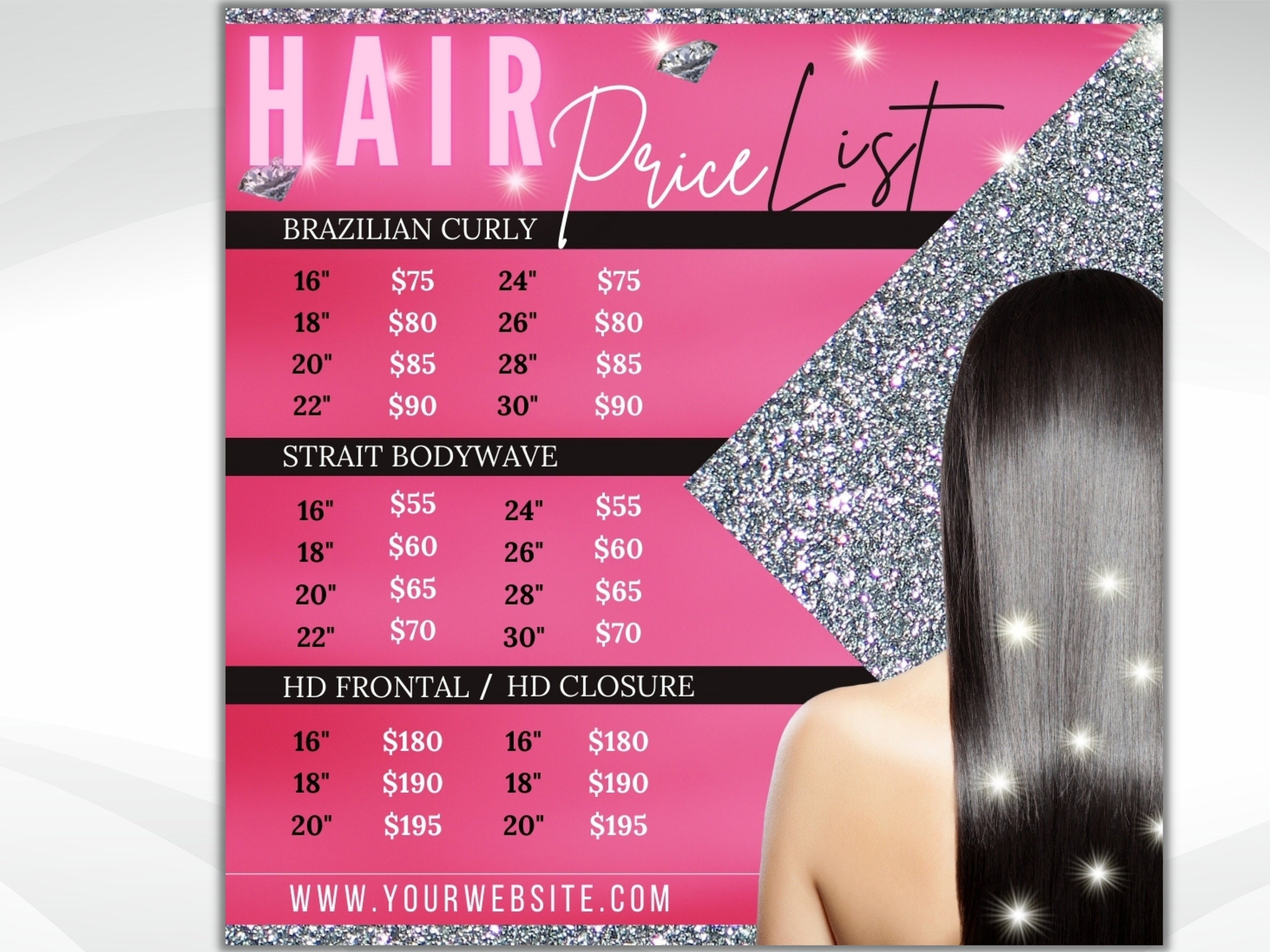 Hair Price List, DIY Hair Flyer Template for Social Media - Etsy