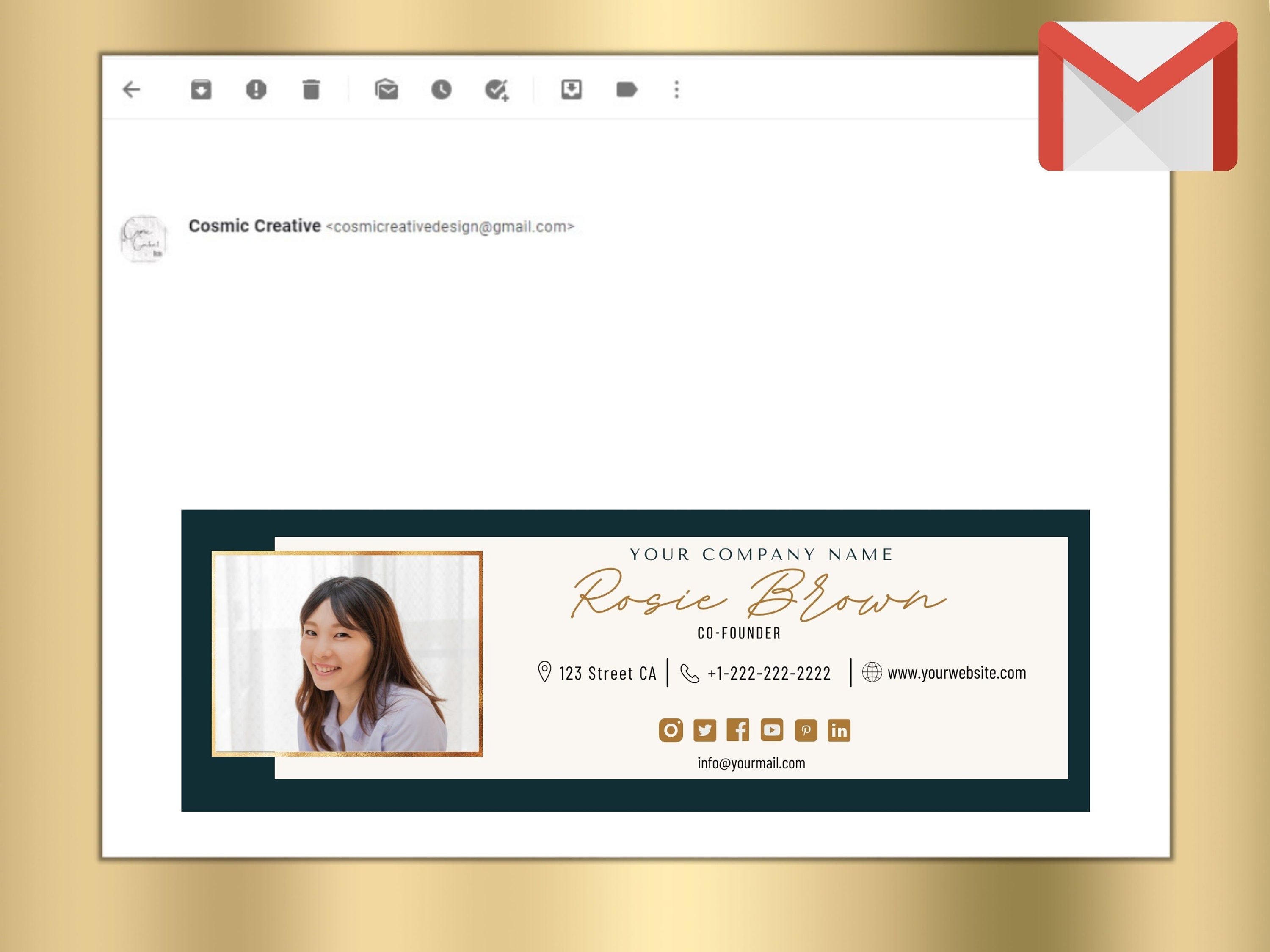 Email Signature Template, Gold Gmail Signature, Custom Electronic ...