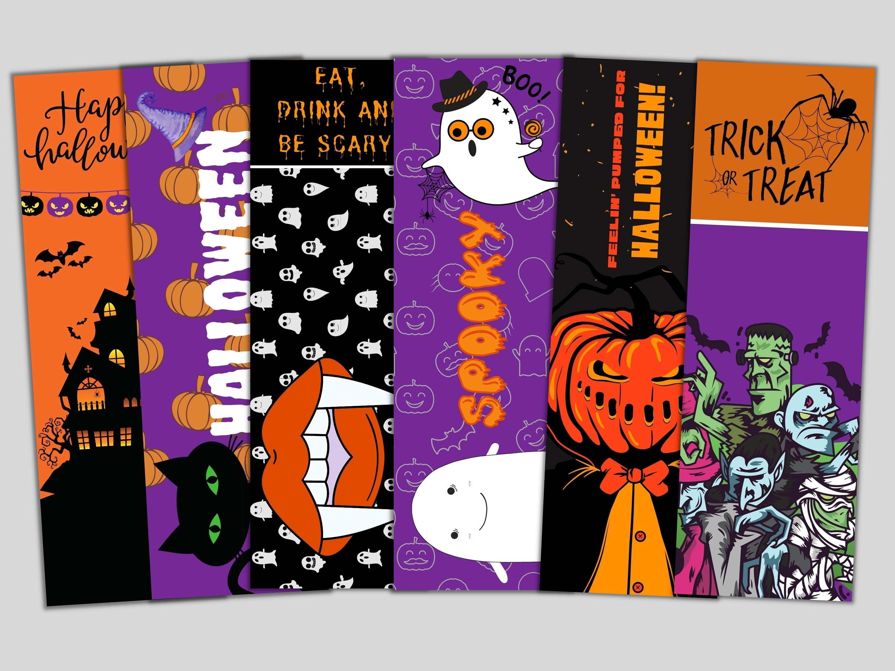 Printable Halloween Bookmarks Set - Etsy
