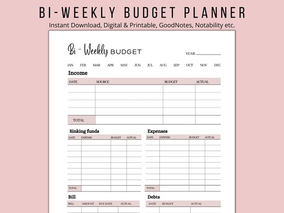 Bi weekly Budget Planner Digital Printable Goodnotes Etsy
