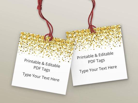 Printable Gold Gift Tag Glitter Tag Template Editable Favor | Etsy